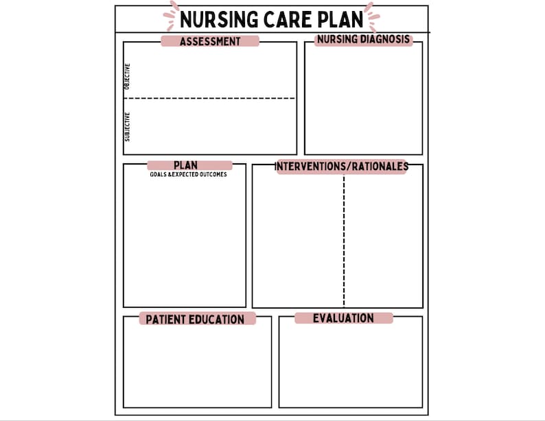 Nursing Care Plan, Care Plan, Study Template, Printable PDF - Etsy