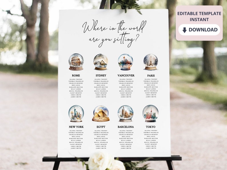 Travel Theme Seating Chart Where in the World Are You Sitting Wedding ...