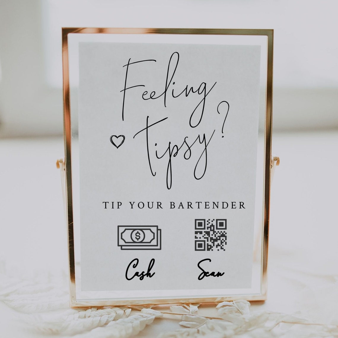 Editable Wedding Bar Sign Template, Tip Your Bartender Sign, Modern ...