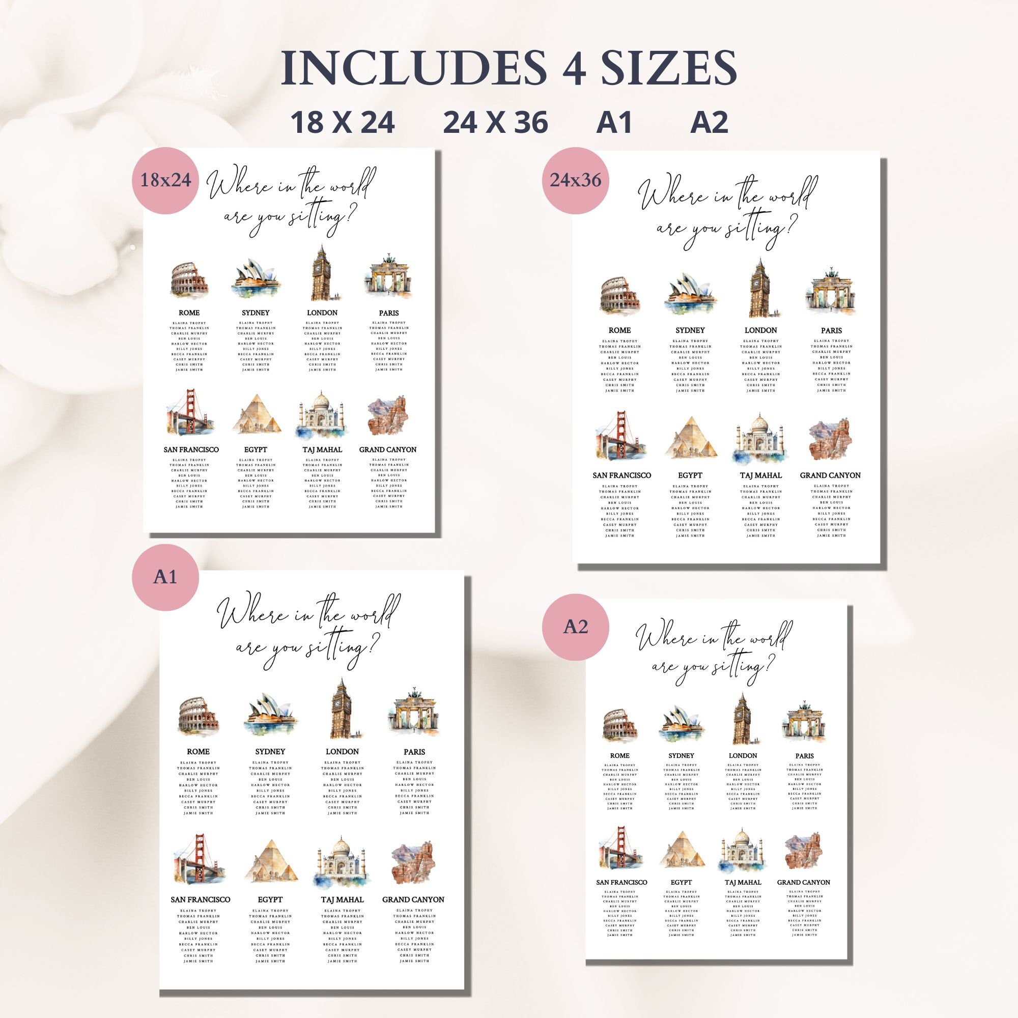 Travel Wedding Seating Chart Travel Theme Wedding Table Plan Travel ...