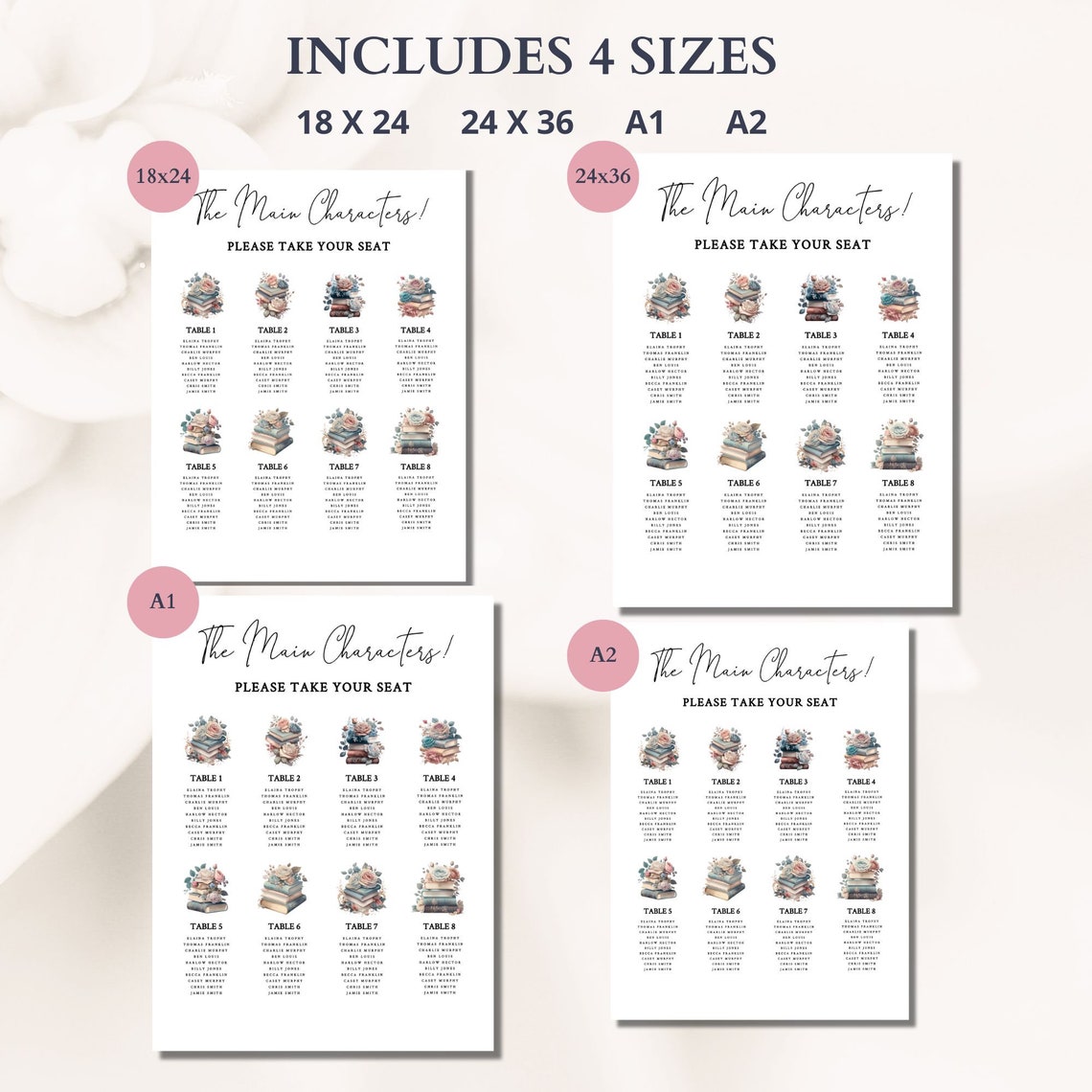 Book Wedding Seating Chart Printable Sign Find Your Seat Sign Book ...
