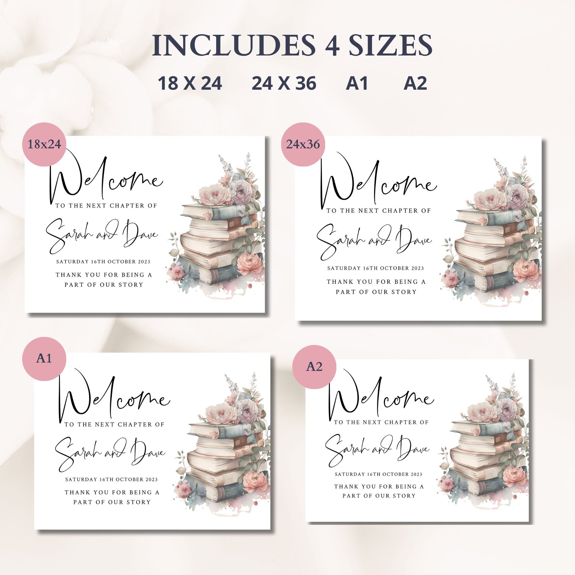 Downloadable Wedding Welcome Sign Book Themed Wedding Welcome Sign ...