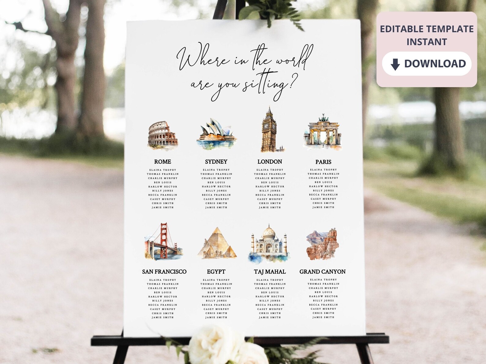 Travel Theme Seating Chart Where in the World Are You Sitting Wedding ...