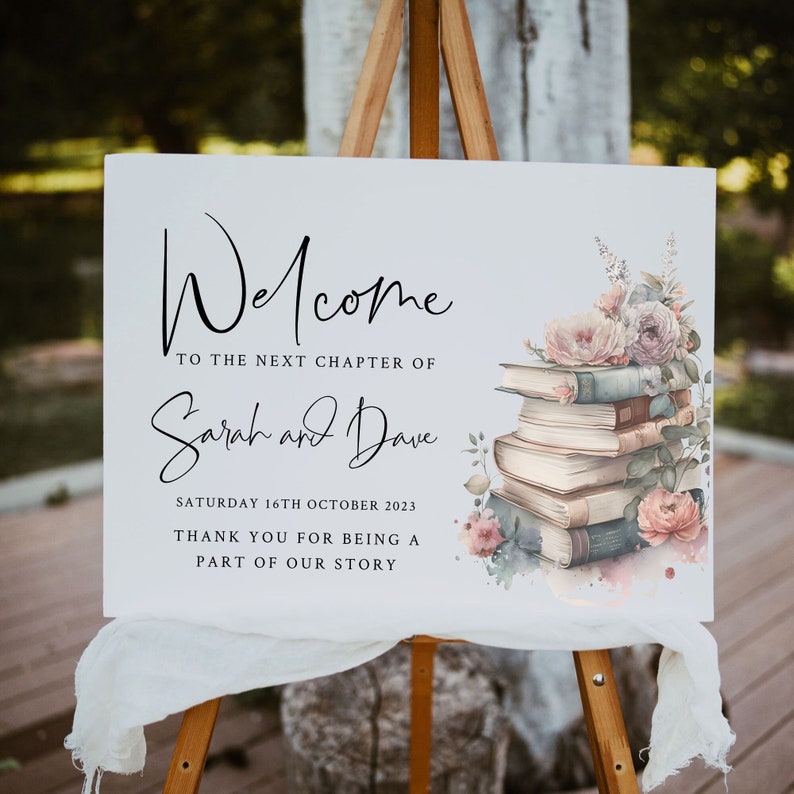 Downloadable Wedding Welcome Sign Book Themed Wedding Welcome Sign ...