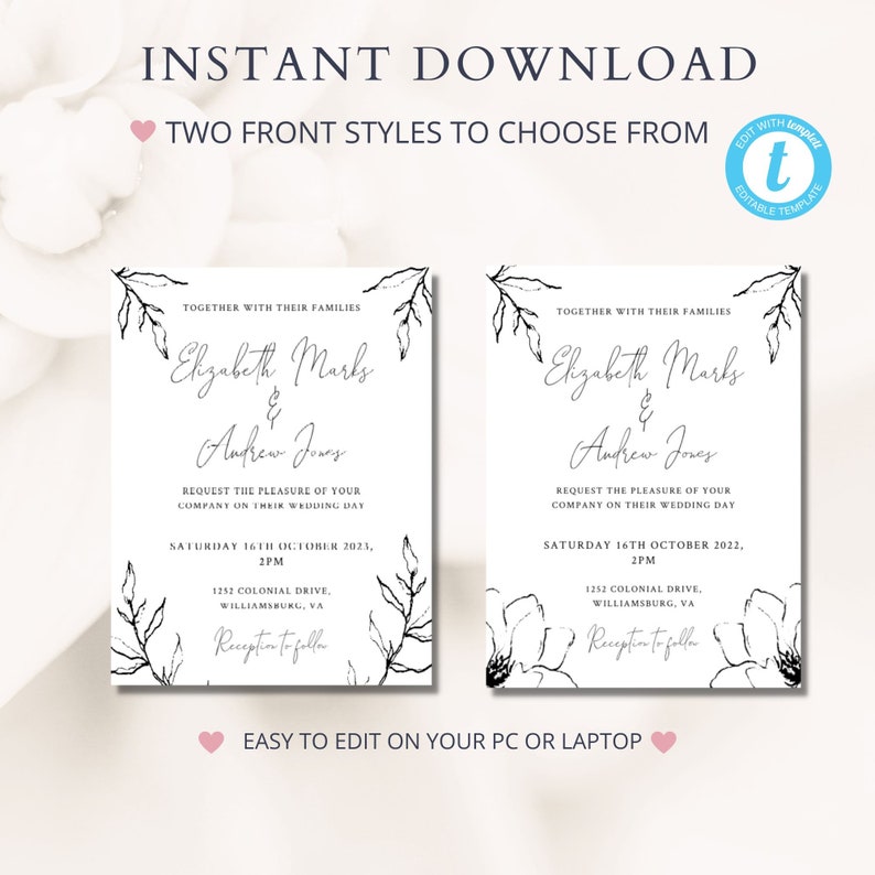 Wedding Invitation Template With QR Code Wedding Template - Etsy