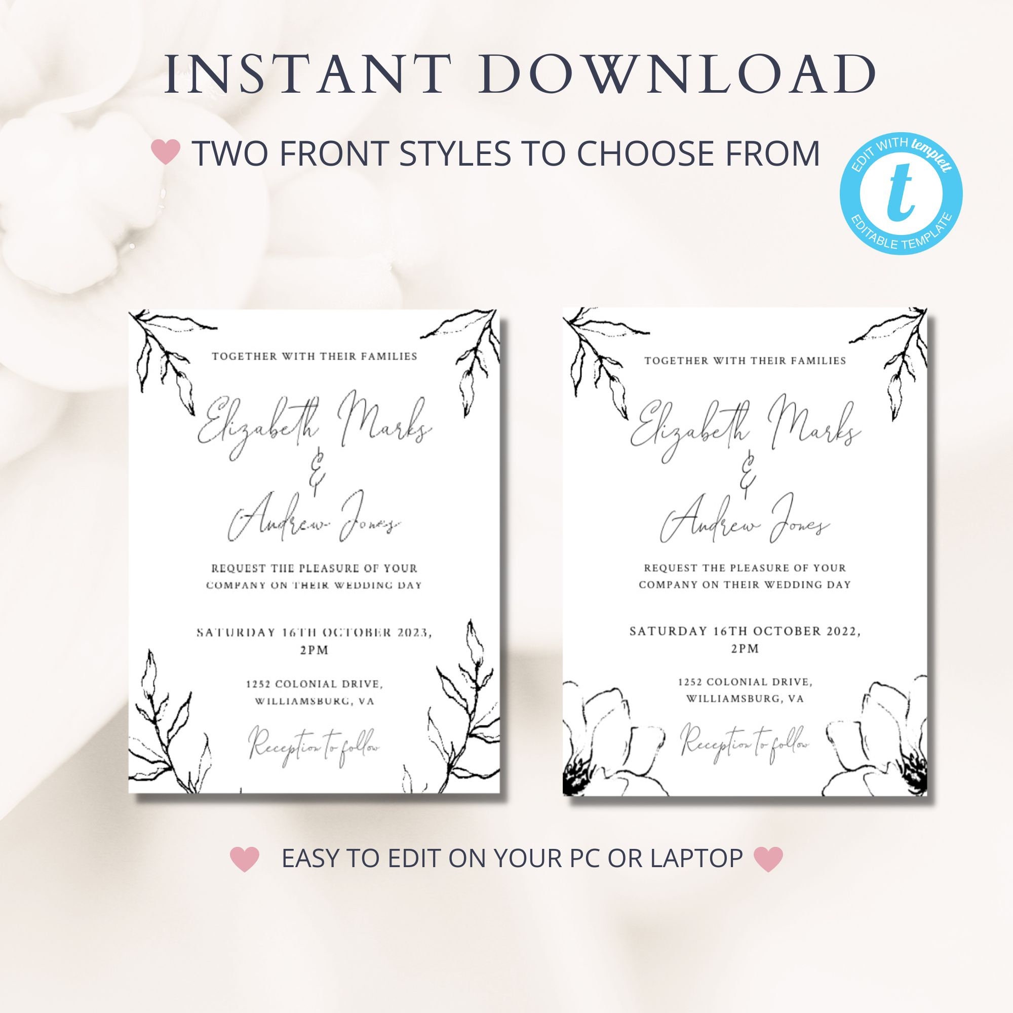 Wedding Invitation Template With QR Code Wedding Template Set ...