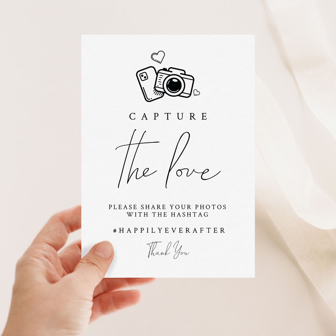 Editable Capture the Love Wedding Sign Minimalist Wedding Photo Sign ...
