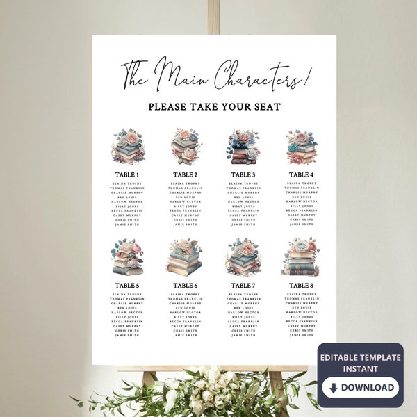 Book Themed Wedding Seating Chart - Etsy
