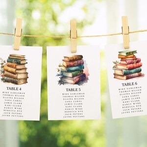 Book Themed Table Numbers Table Numbers Template Book Wedding Seating ...