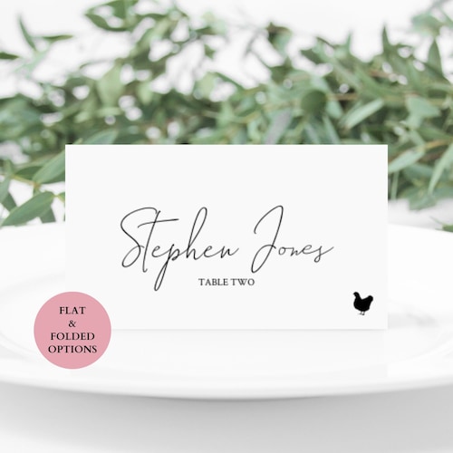 Wedding Place Card With Meal Choice Place Card Template - Etsy