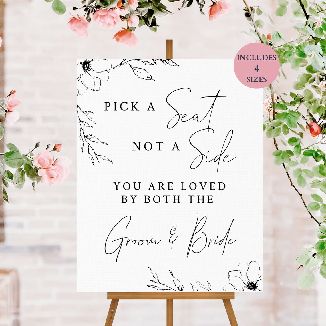 Pick a Seat Not a Side Sign Wedding Seating Chart Template - Etsy