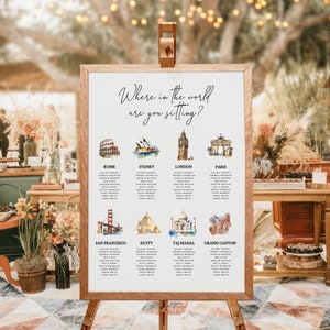 Travel Theme Seating Chart Where in the World Are You Sitting Wedding ...