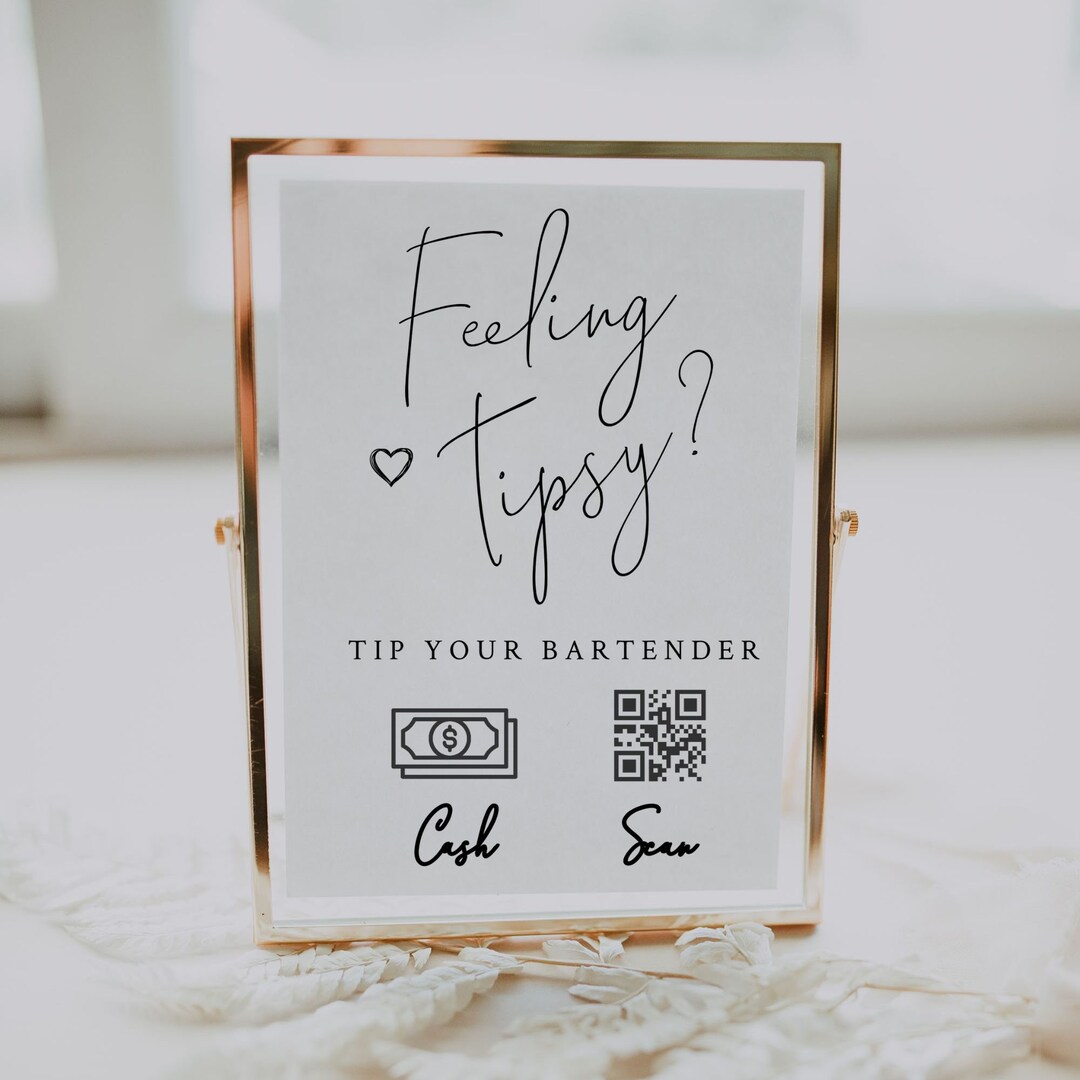 Editable Wedding Bar Sign Template Tip Your Bartender Sign - Etsy