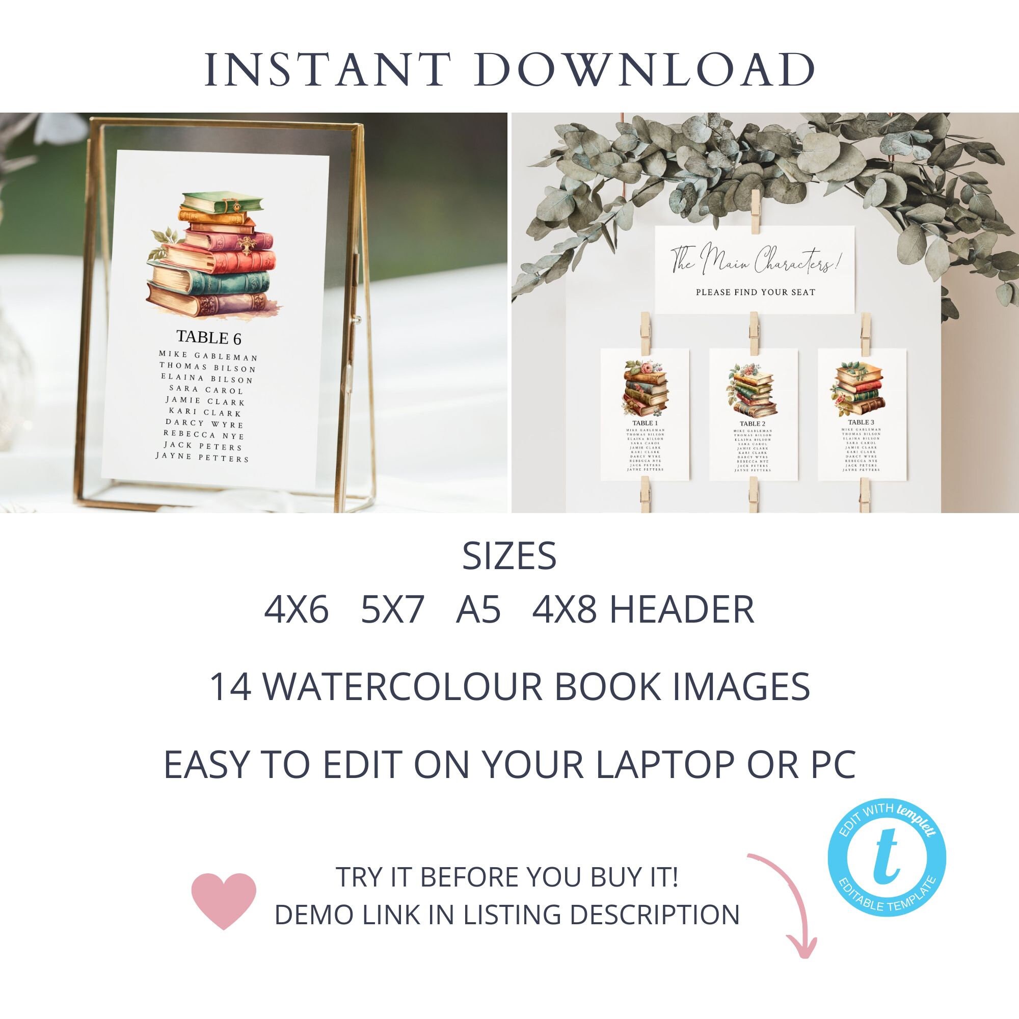 Book Themed Table Numbers Table Numbers Template Book Wedding Seating ...