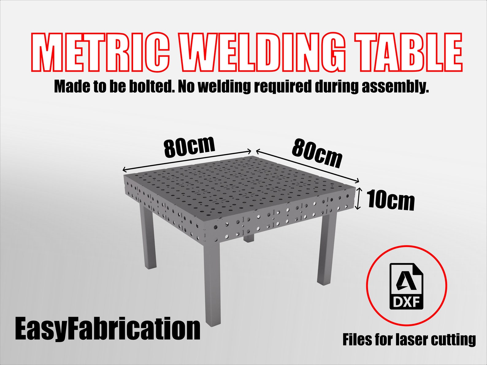 Welding Table DXF 800mm 800mm Laser Cut File, Workbench, DXF, Cut File ...