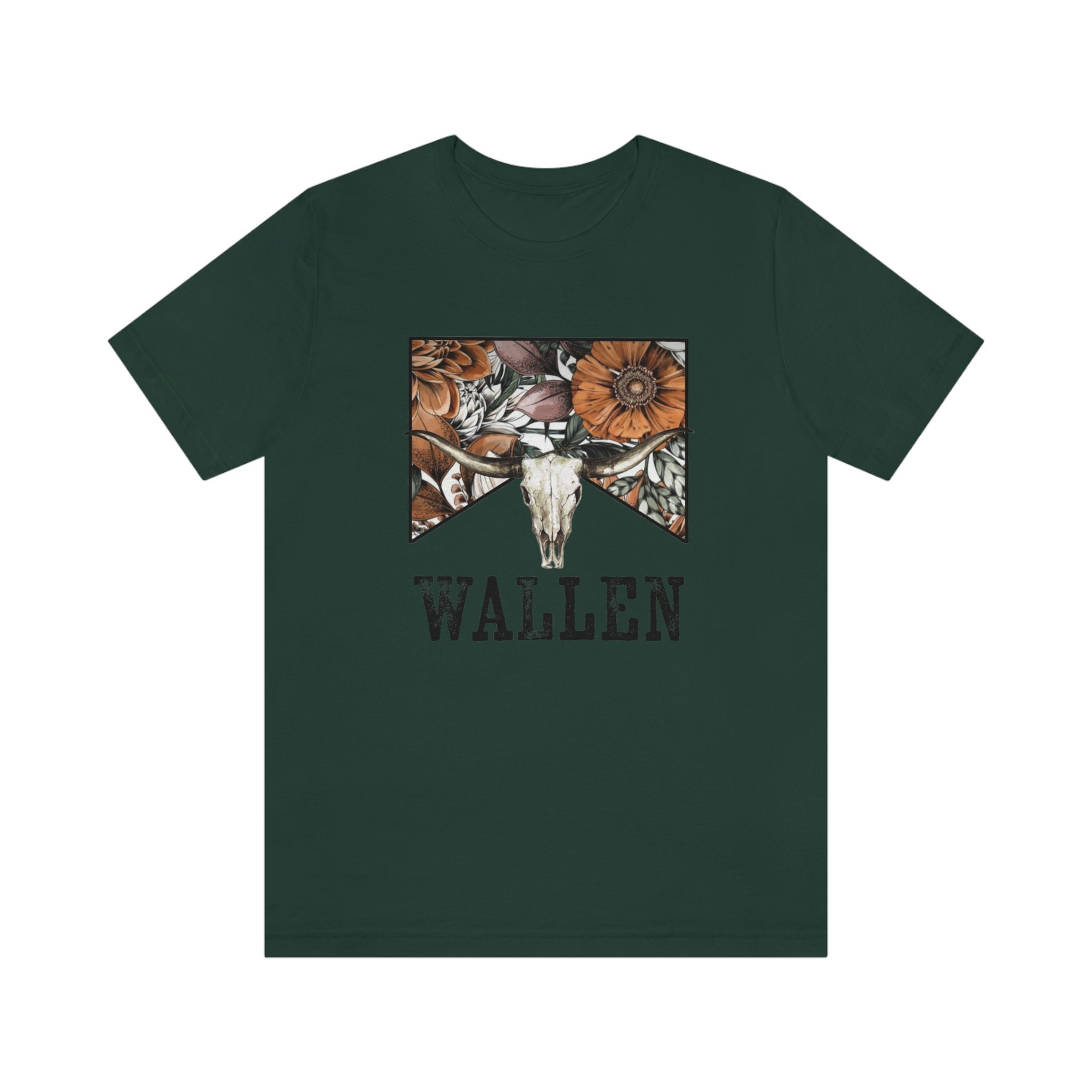 Wallen Bull Skull Tshirt Floral Cowgirl Shirt Country Concert Trendy ...