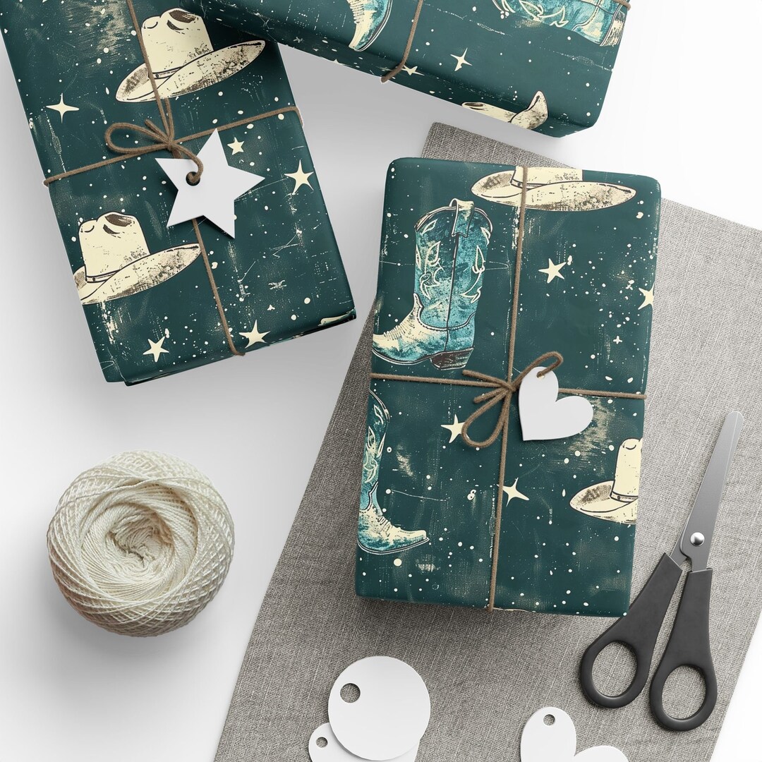 Western Wrapping Paper Vintage Inspired Western Giftwrap Cowboy Boot ...