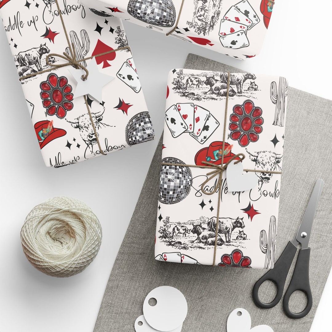 Western Wrapping Paper Vintage Inspired Western Giftwrap Cowboy Boot ...