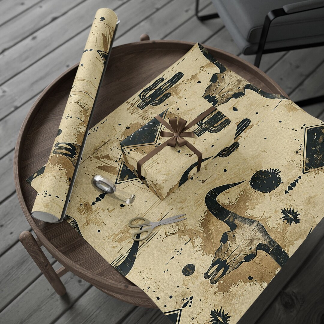 Vintage Inspired Western Wrapping Paper Bull Skull Wrapping Paper ...