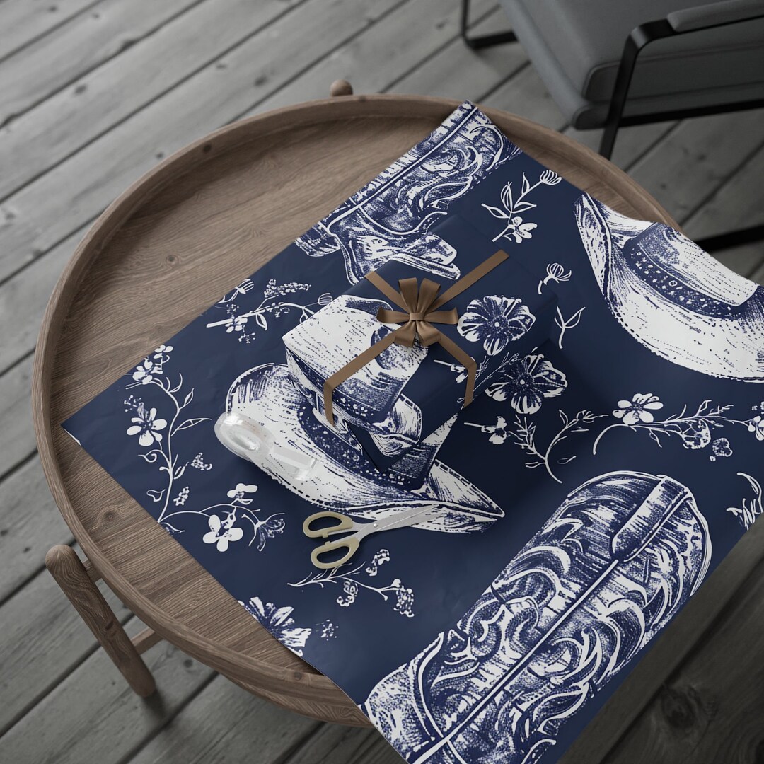 Western Toile Wrapping Paper Vintage Inspired Western Giftwrap Cowgirl ...