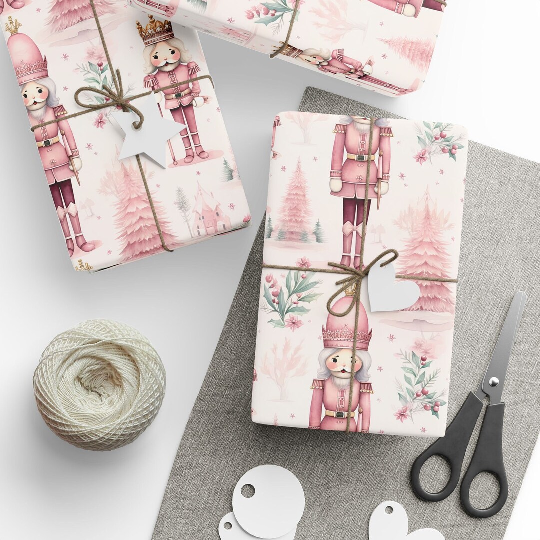 Vintage Inspired Pink Vintage Christmas Wrapping Paper Christmas ...