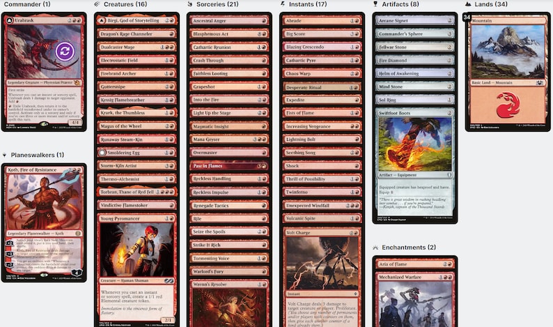 Urabrask / the Great Work RED SPELLS BURN Magic Mtg Custom Commander ...