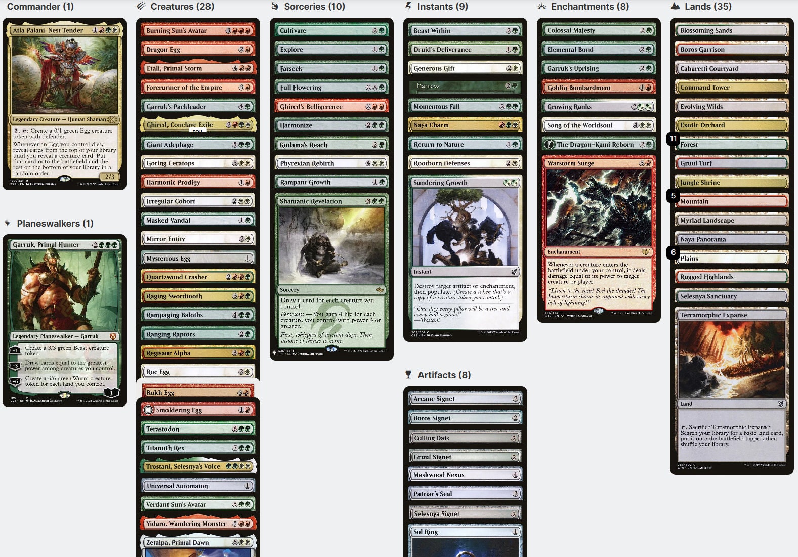 Atla Palani, Nest Tender DINOSAUR EGGS Magic Mtg Commander Deck - Etsy