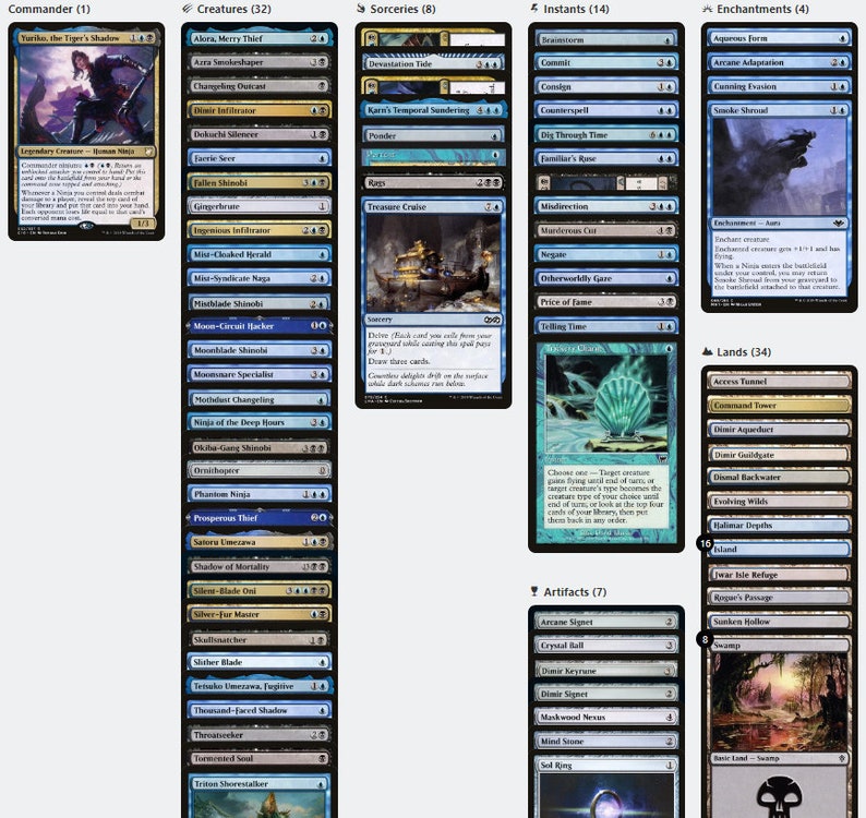 Yuriko, the Tiger's Shadow Ninja Tribal Magic MTG Commander Deck - Etsy