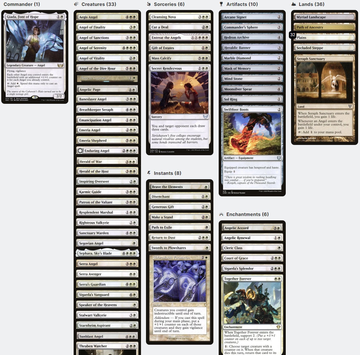 Giada Font of Hope Angel Tribal Magic MTG Commander Deck - Etsy