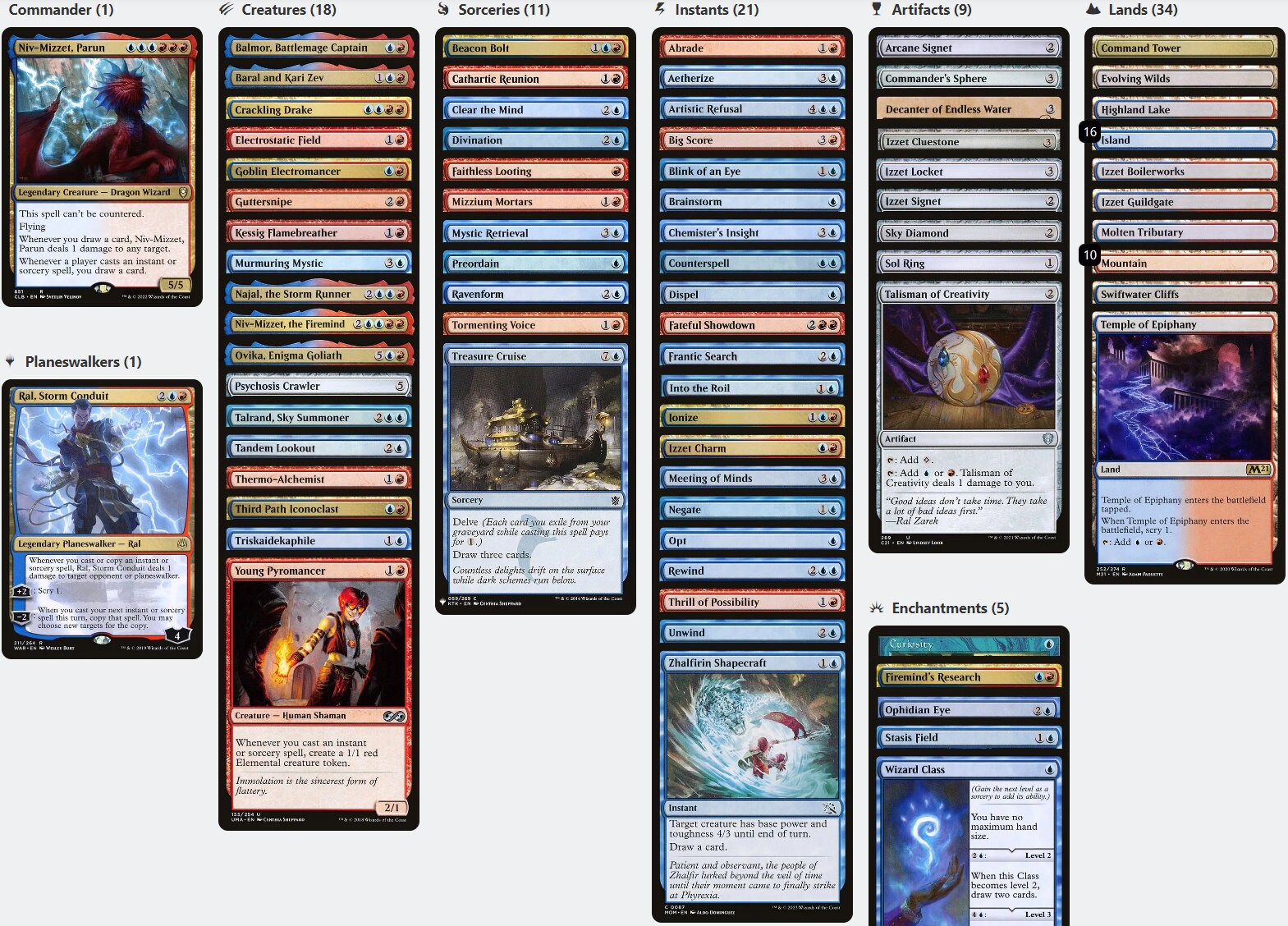 Niv-mizzet, Parun CARD DRAW Instant Sorcery Magic Mtg Custom Commander ...