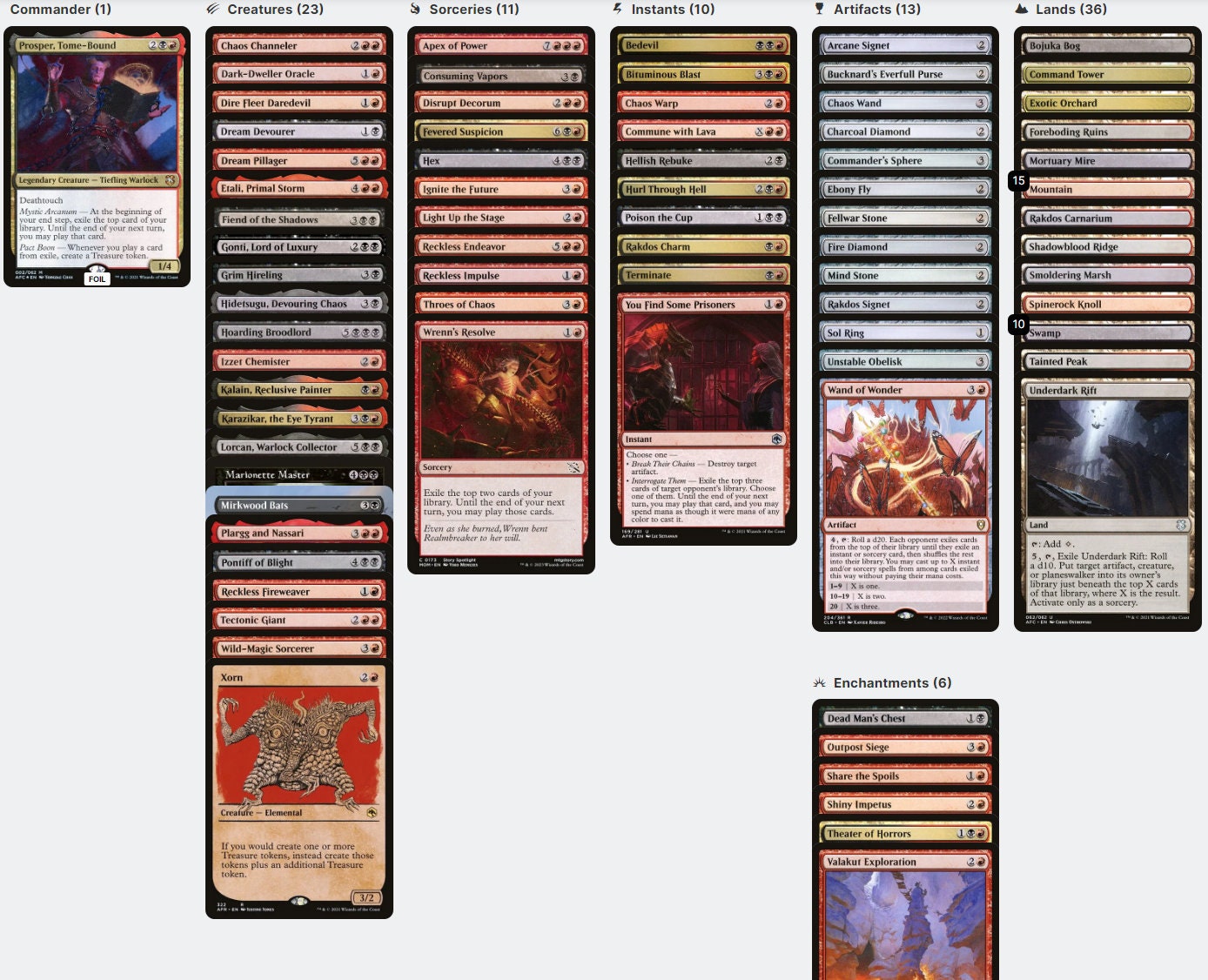 Prosper, Tome-bound TREASURE Cards From EXILE Magic MTG Custom ...