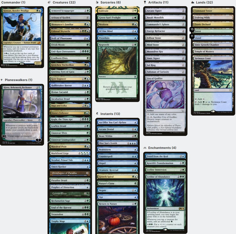 Kinnan, Bonder Prodigy MANA ROCKS Magic Mtg Custom Commander Deck - Etsy