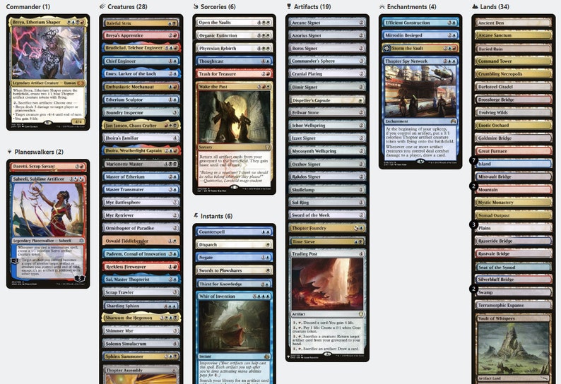 Breya, Etherium Shaper Artifacts Magic MTG Commander Deck - Etsy