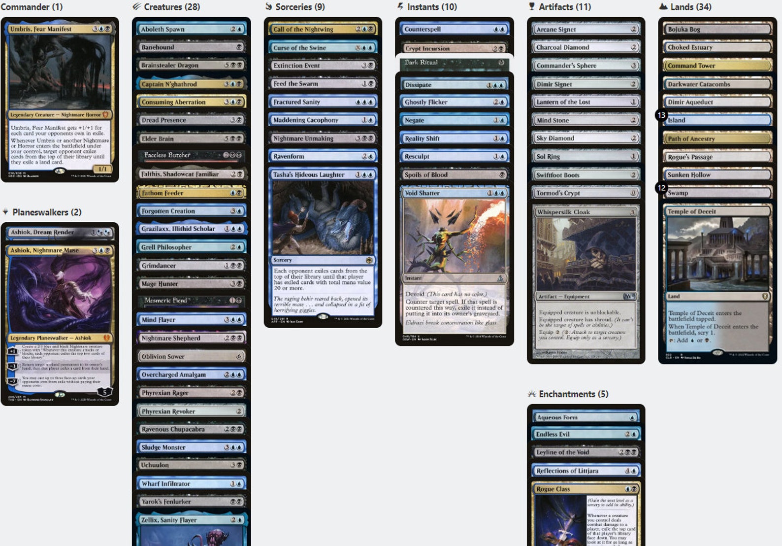 Umbris, Fear Manifest Nightmare Horror Tribal Mill Exile Magic MTG ...