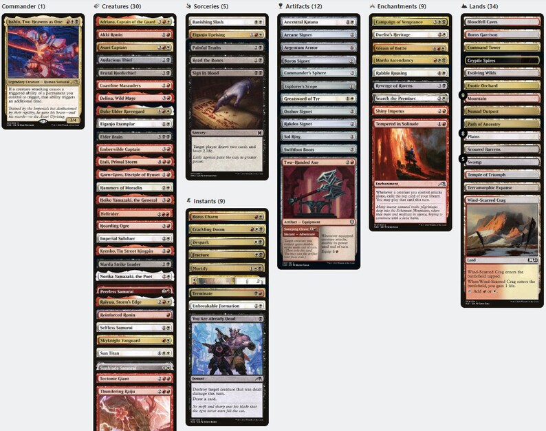 Isshin, Two Heavens as One Samurai Tribal MTG Commander Deck - Etsy