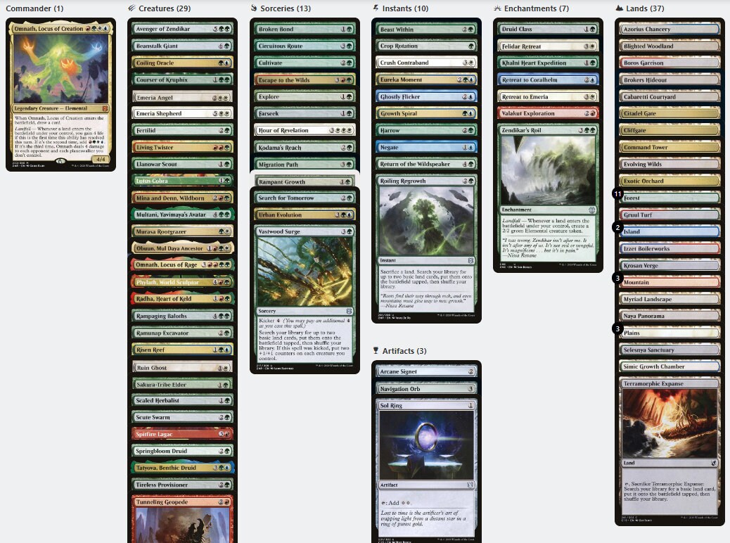 Omnath, Locus of Creation Landfall Mana Ramp Magic MTG Commander Deck ...