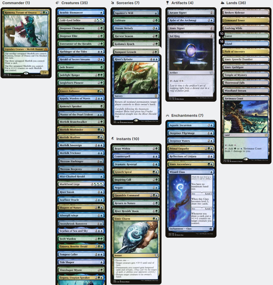 Kumena, Tyrant of Orazca MERFOLK TRIBAL Magic MTG Custom Commander Deck ...