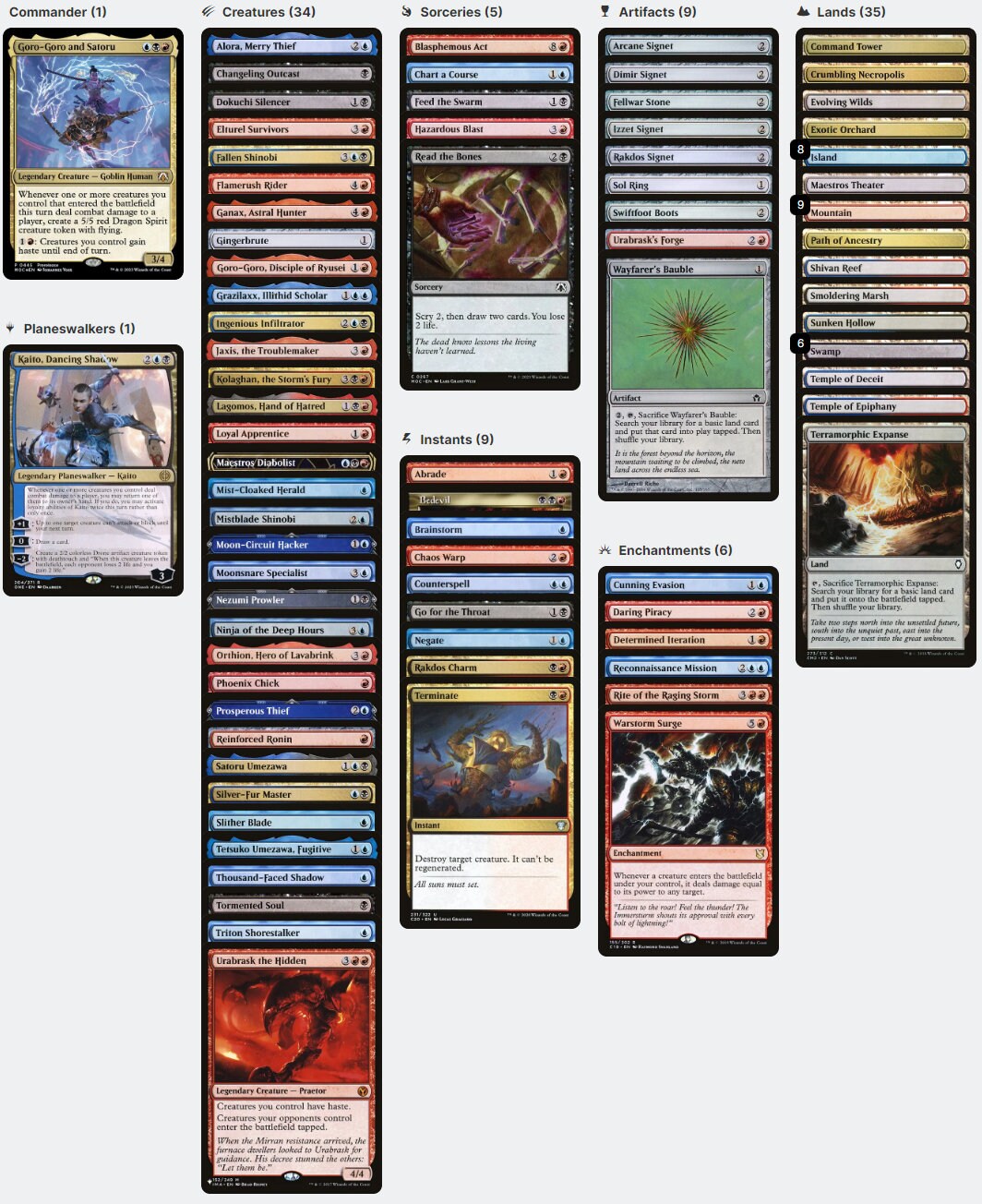 Goro-goro and Satoru NINJAS and HASTE Magic Mtg Commander Deck - Etsy