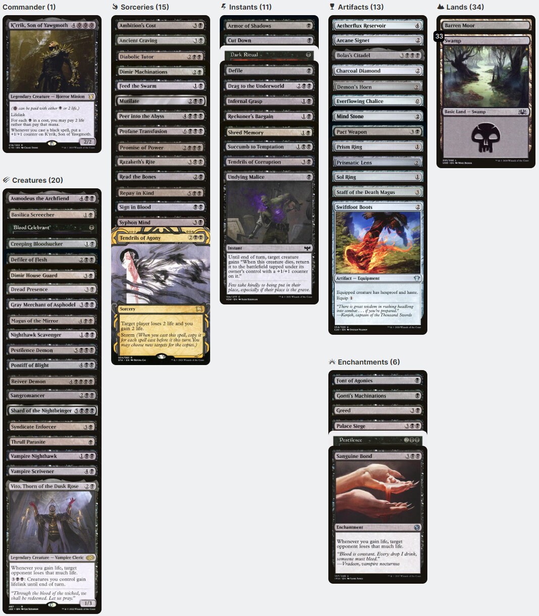 K'rrik, Son of Yawgmoth Phyrexian Mana Lifegain Magic MTG Commander ...