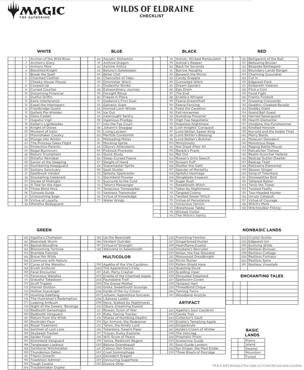 WILDS OF ELDRAINE Full Complete Set Sealed Magic: the Gathering Mtg Woe ...