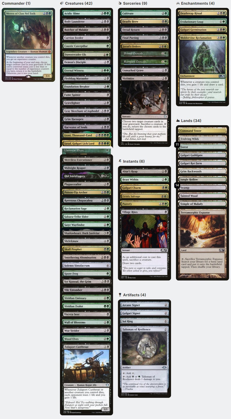 Meren of Clan Nel Toth Sacrifice and Reanimation Magic MTG Commander ...