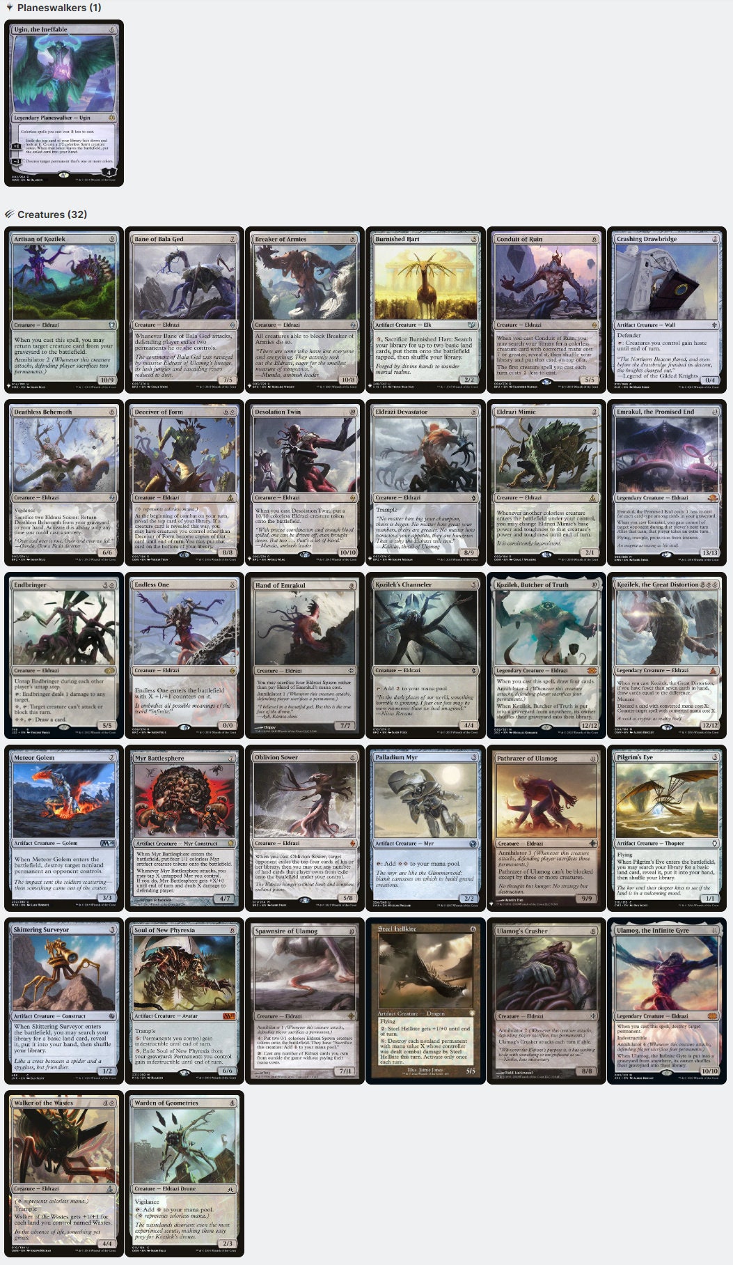 Ultimate Eldrazi Colorless Tribal Four Legendary Commanders Included ...