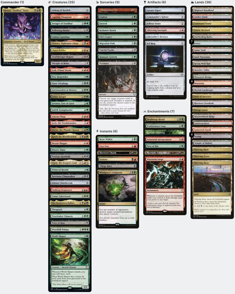 Henzie toolbox Torre Blitz Haste Magic MTG Commander Deck - Etsy