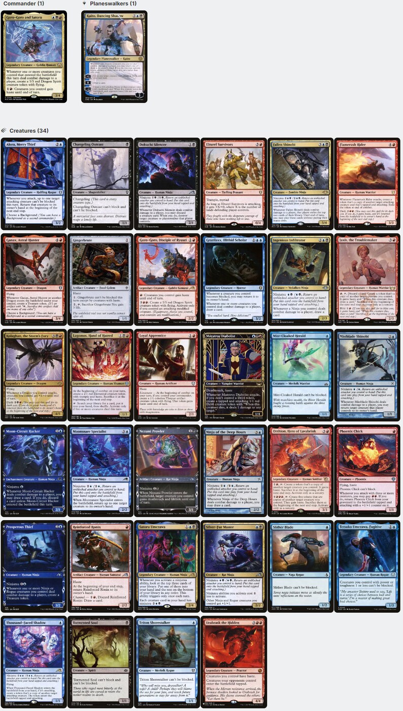Goro-goro and Satoru NINJAS and HASTE Magic Mtg Commander Deck - Etsy