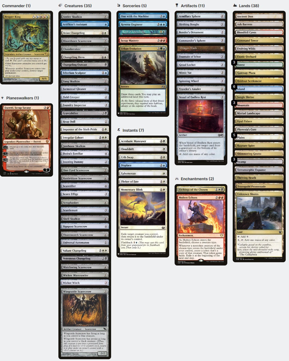 Reaper King Scarecrow Tribal Five-color Magic MTG Commander Deck - Etsy