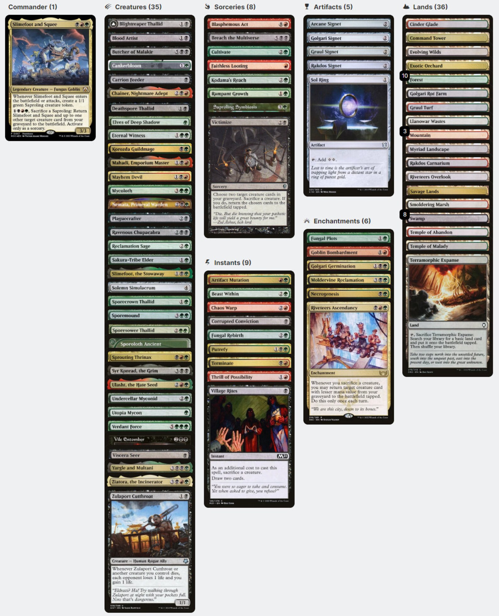 Slimefoot and Squee SAPROLING SACRIFICE Magic MTG Commander Deck - Etsy