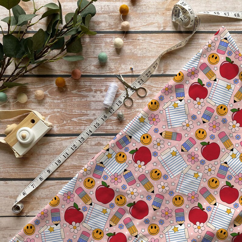 Groovy Teacher Seamless Pattern: Retro School Supplies Repeat (JPEG ...