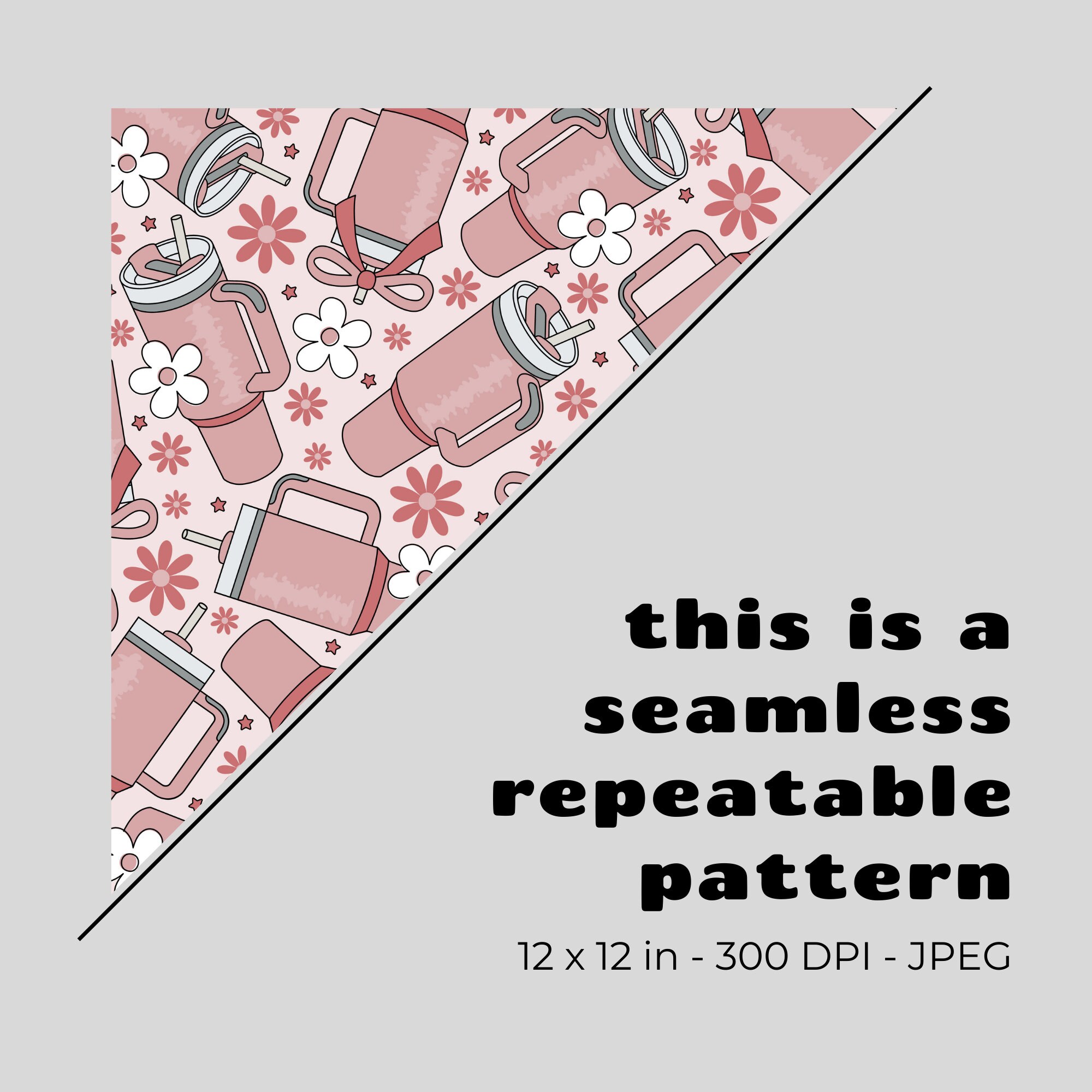 Trendy Cup Seamless Pattern, Tumbler Cup Pattern, Summer Repeat File ...