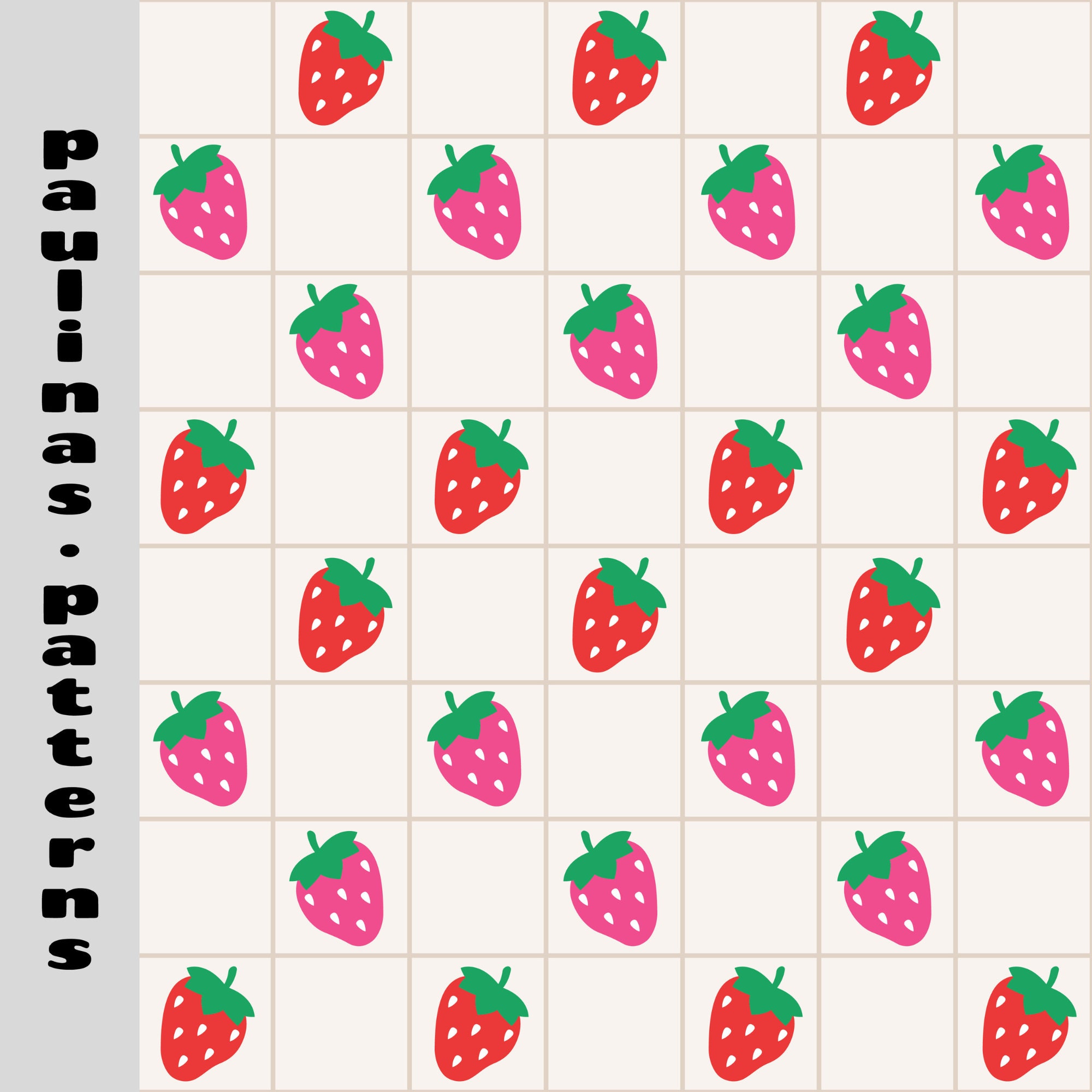Cute Strawberry Seamless Pattern, Kawaii Fruit Surface Pattern ...