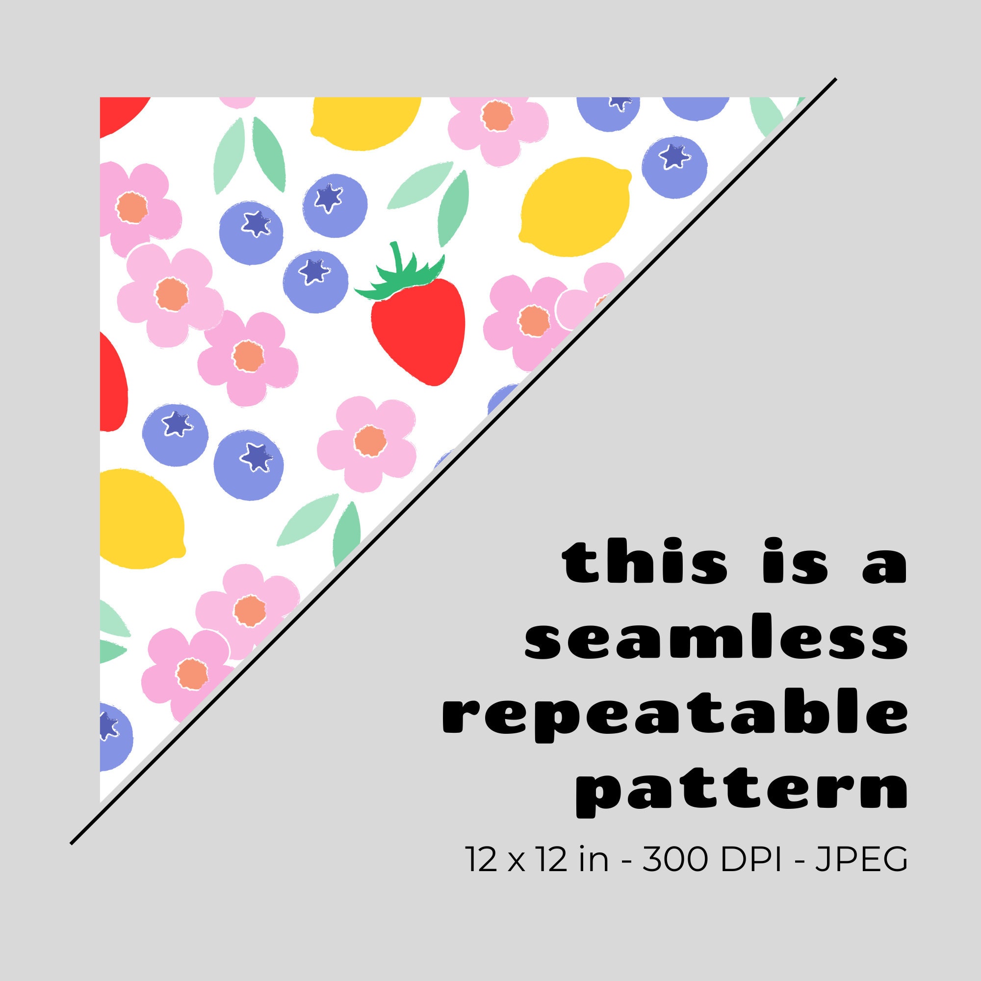 Sweet Fruit Seamless Pattern, Floral Fruit Surface Pattern, Fruit ...